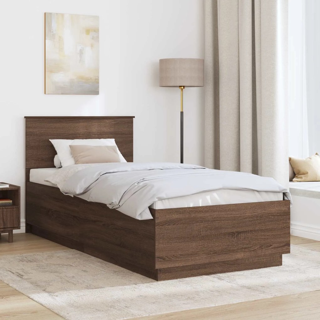 Rám postele s čelo Hnědý dub 70 x 190 cm Kompozitní dřevo 3408221
