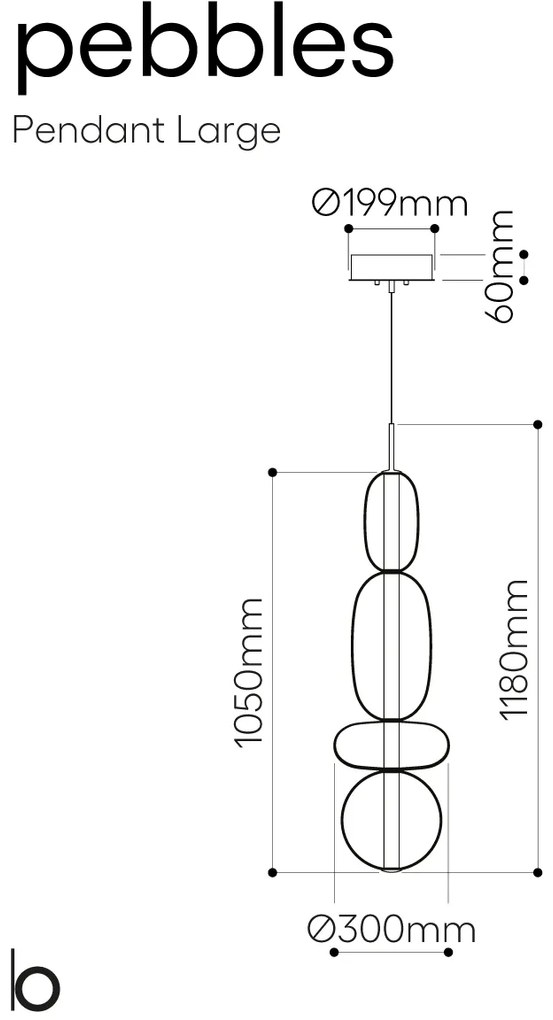 Bomma Luxusní LED závěsné svítidlo Pebbles Large s baldachýnem Stmívání, řízení: DALI, Konfigurace: Konfigurace 6