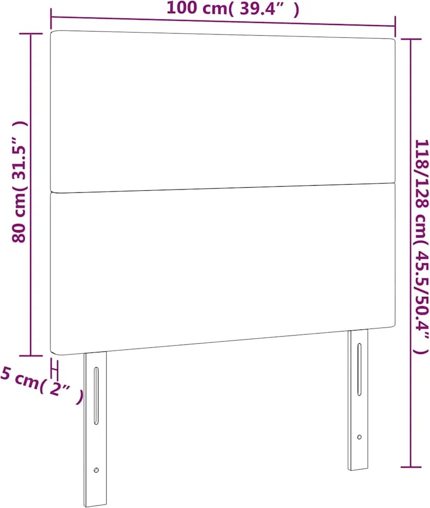 Čelo postele s LED tmavě zelená 100x5x118/128 cm samet 3122189
