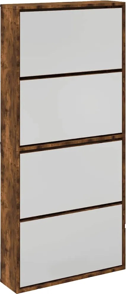 Botník se zrcadlem 4patrový kouřový dub 63 x 17 x 134 cm 3228277