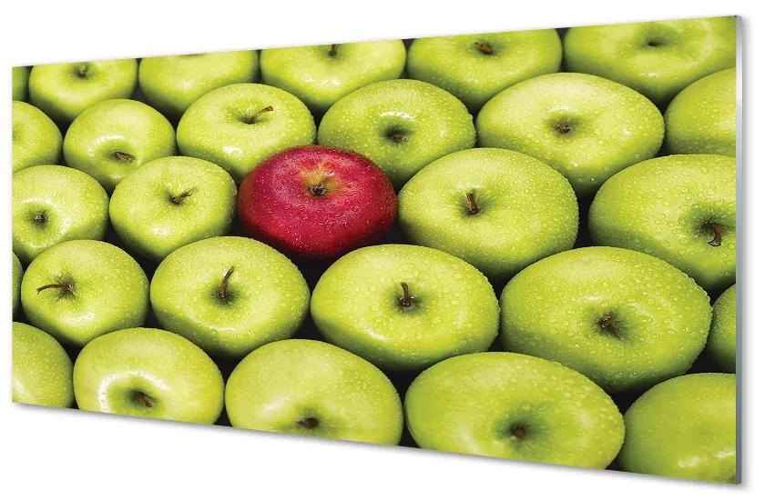 Obraz na skle Zelená a červená jablka 140x70 cm