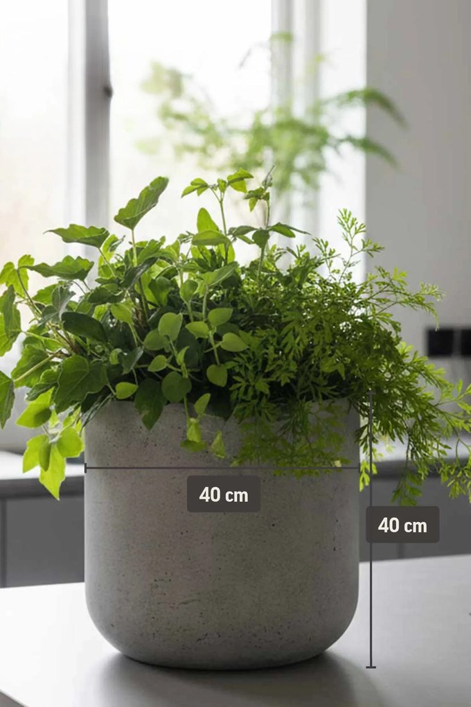 Kulatý květináč CHICO, sklolaminát, průměr 40 x výška 40 cm, šedý