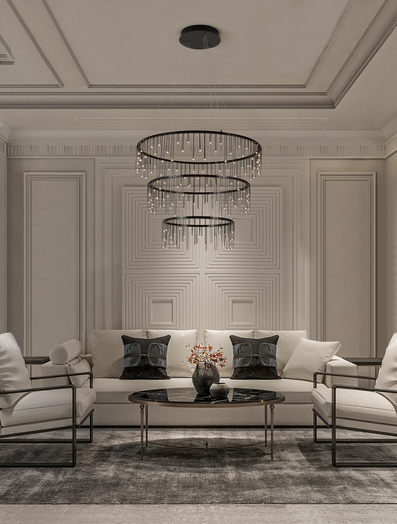 LED stmívatelný černá designový lustr Stellar 200