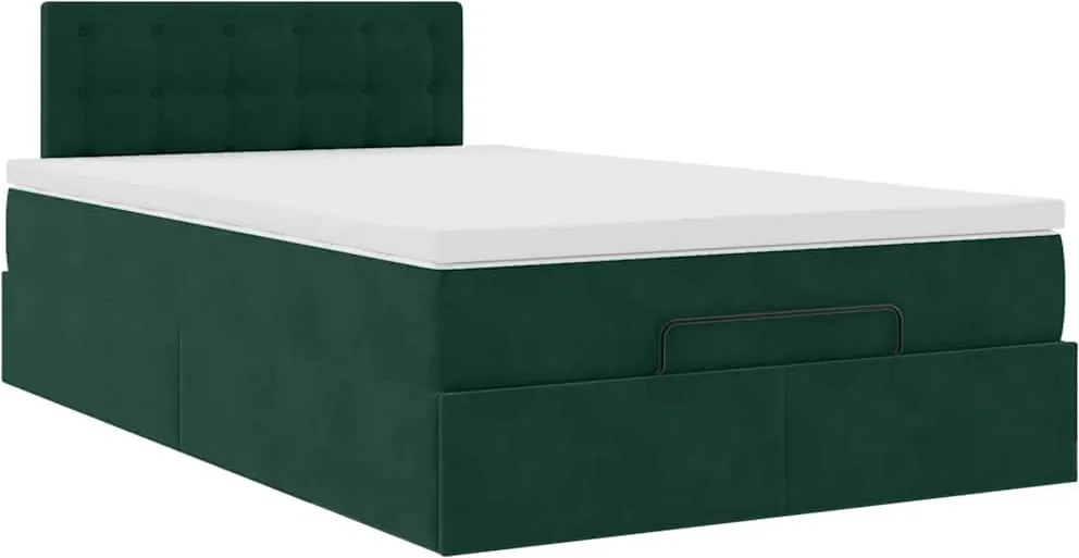 Osmanský rám postele s matrací tmavě zelená 120x200cm samet 3312761
