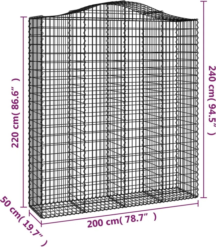 Klenuté gabionové koše 5 ks 200x50x220/240cm pozinkované železo 3145769