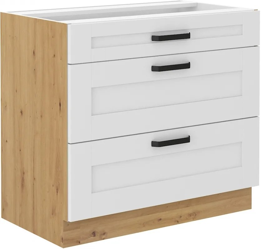 Kuchyňská skříňka LUNA 80 D 3S BB korpus: dub artisan, barva dvířek: bílá