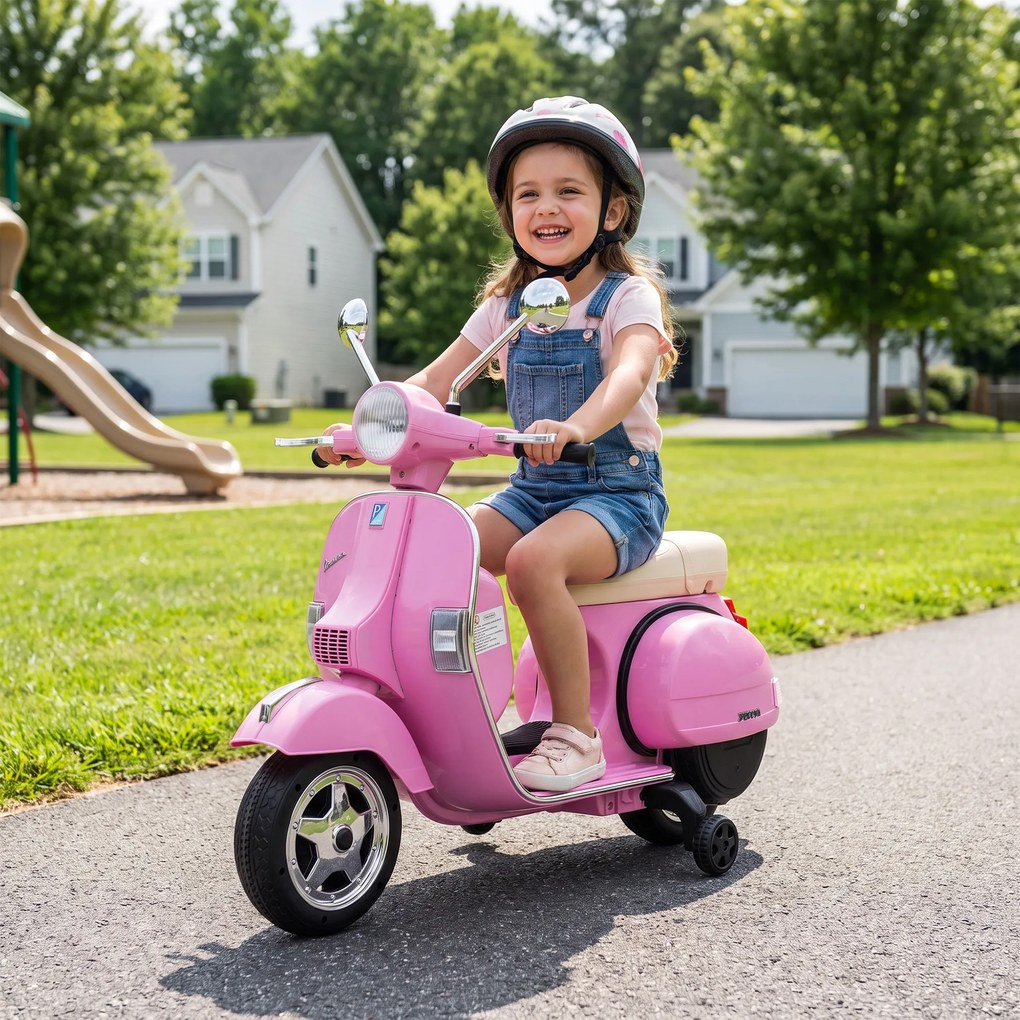 AIYAPLAY dětská elektrická Vespa PX150, Li-ion baterie, růžová