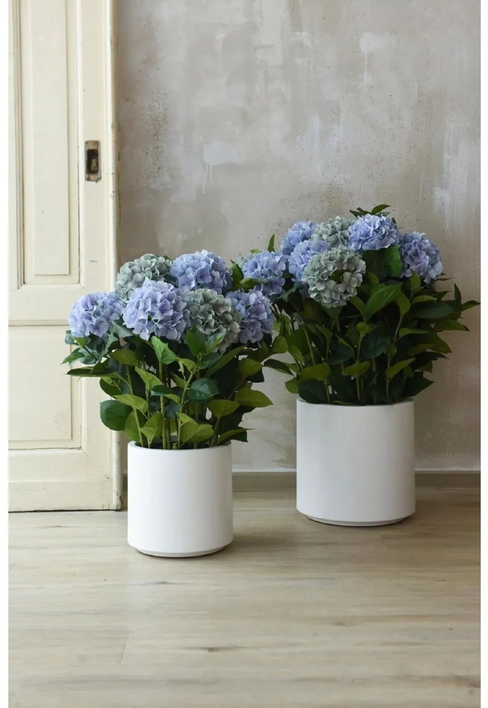 Umělá hortenzie HYDRANGEA v bílém květináči, výška 78 cm, modrá
