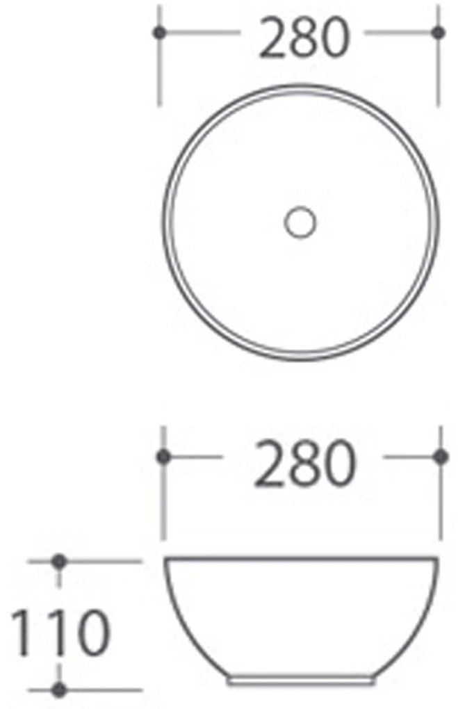 Sapho, ASTER keramické umyvadlo, průměr 28x11 cm, na desku