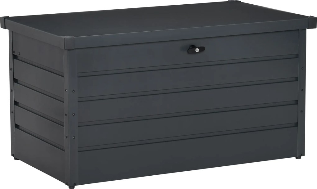 Outsunny Venkovní úložný box 311L Ocelový skladovací truhlík s klíčovým uzamčením a plynovými písty pro zahradu, terasu nebo patio 120x62x62 cm Tmavě…