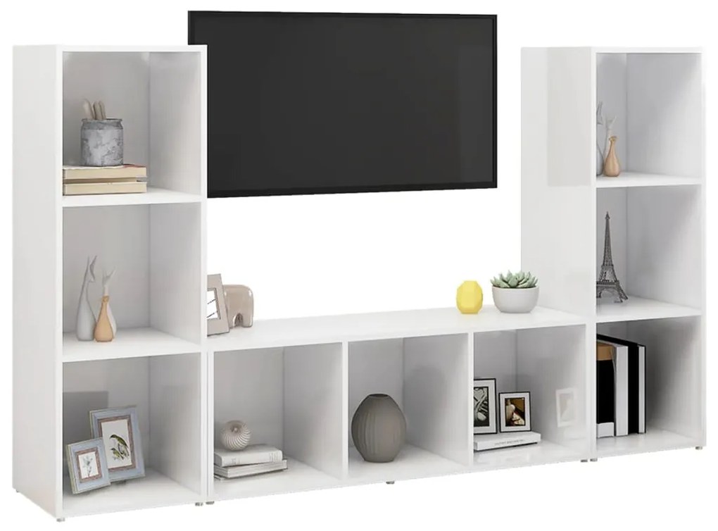 vidaXL Marketos TV skříňky 3 ks bílé 107 x 35 x 37 cm dřevotříska