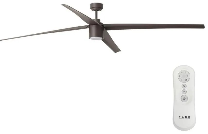 FARO Barcelona FARO 33495- LED Stm. stropní ventilátor ATTOS LED/20W/230V hnědá pr. 213 cm + DO 33495