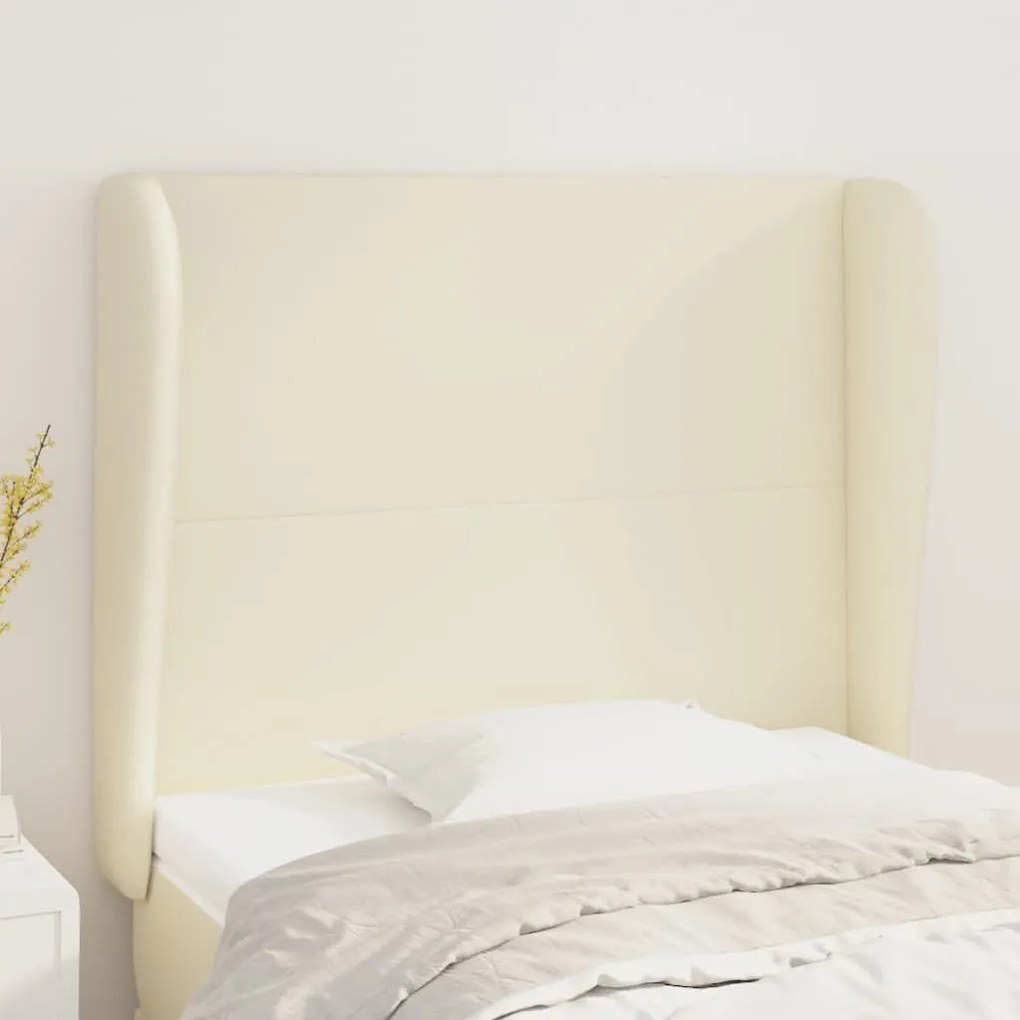 Čelo postele typu ušák krémové 103 x 23 x 118/128 cm umělá kůže 3117762