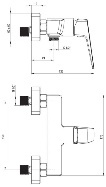 Deante BQL_N40M - Sprchová baterie BLUR černá
