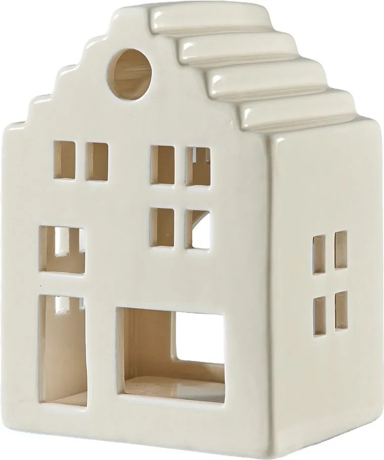 DELFT Keramický svícen na čajovou svíčku 13 cm - béžová