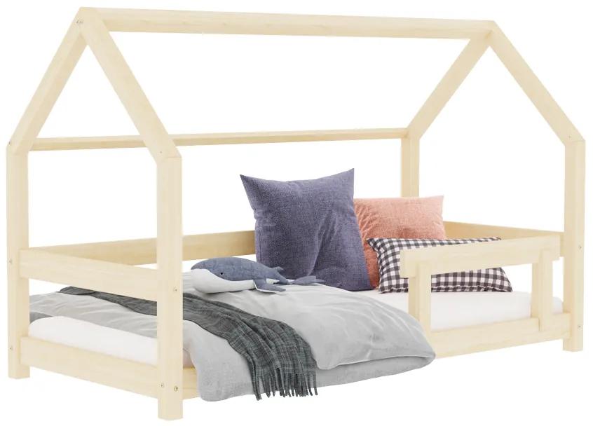 Benlemi Dětská postel domeček TERY se zábranou Zvolte barvu: Béžová, Zvolte rozměr: 90x180 cm, Zvolte zábranu: Se dvěma zábranami