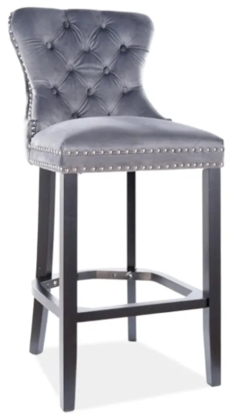 Barová židle AUGUST H-1 Velvet, 50x114x42, černá/šedá