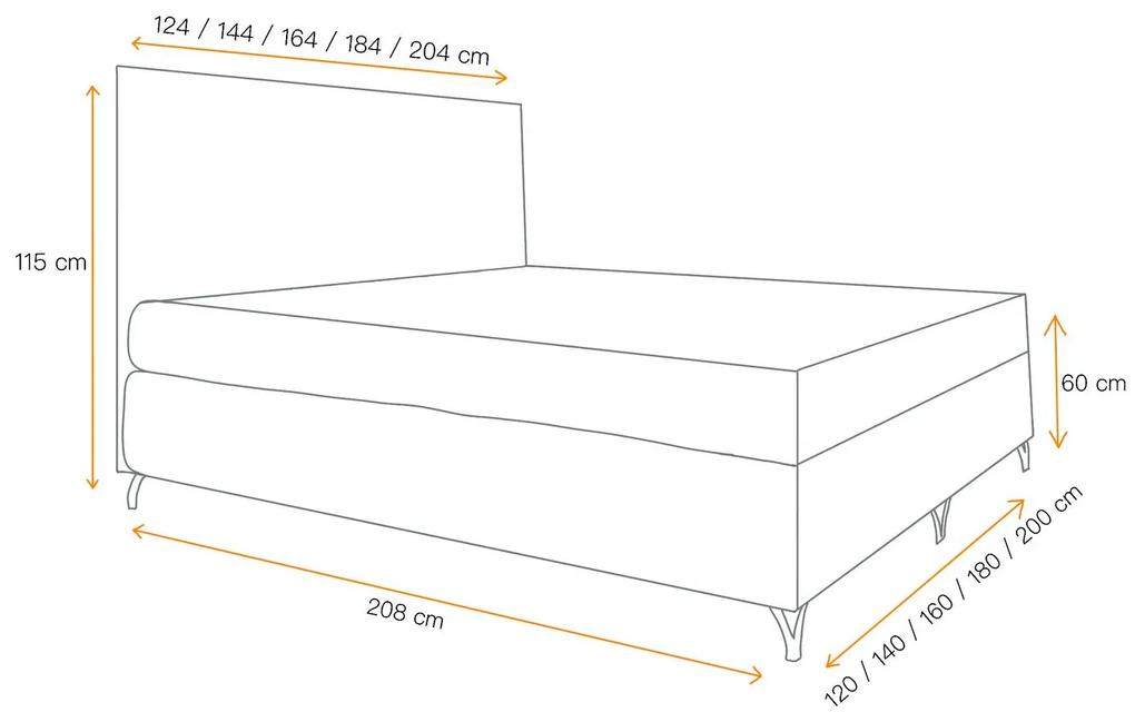 Boxspringová postel SHANNON - 180x200, béžová + topper ZDARMA
