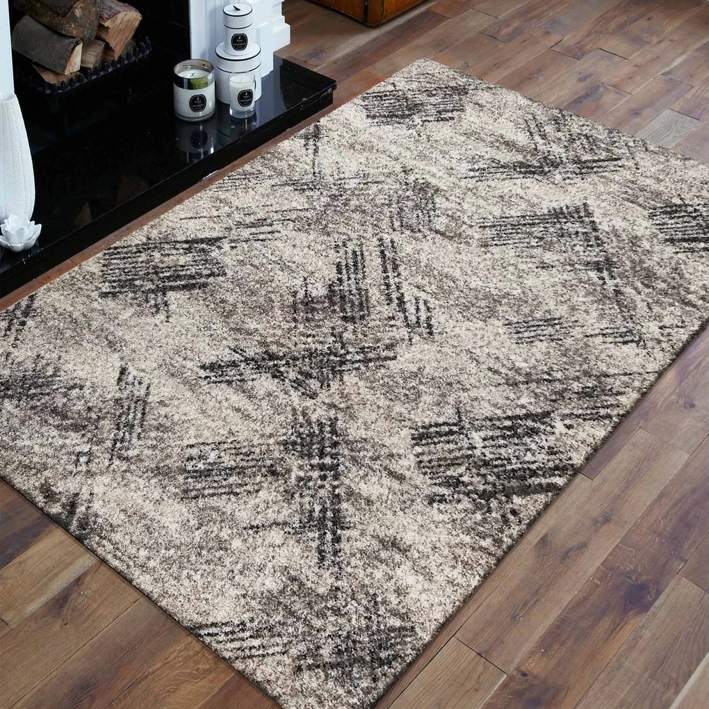 DY Šedý moderní koberec s abstraktním vzorem Panamero 02 Rozměr: 60x100 cm