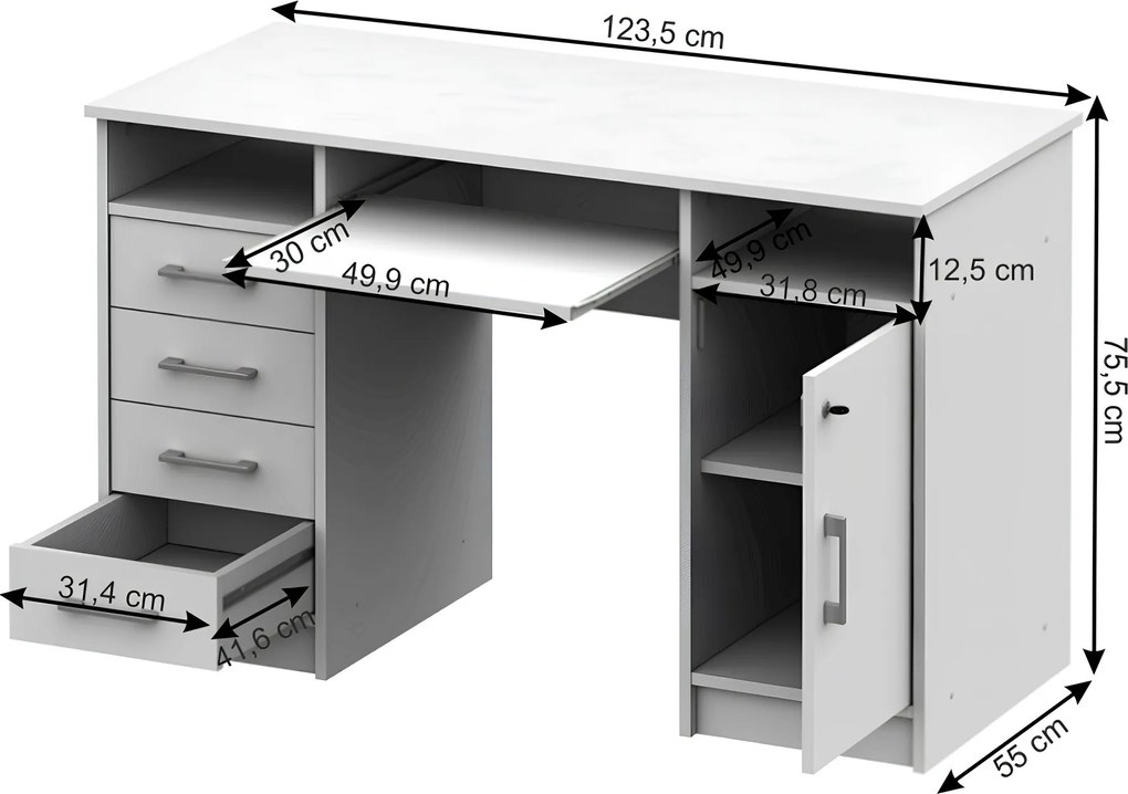 PC stůl, bílá, B9 NEW