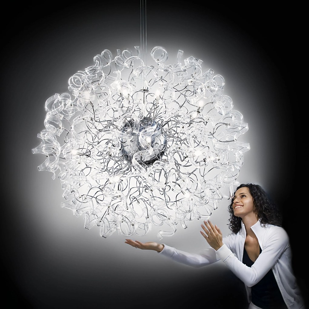 Metal Lux 206.190.01 Astro Crystal, designové závěsné svítidlo v průměru 115cm, 18x40W, čiré sklo, chrom