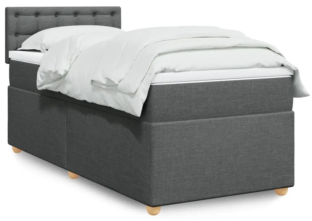 Box spring postel s matrací tmavě šedá 100 x 200 cm textil 3286606