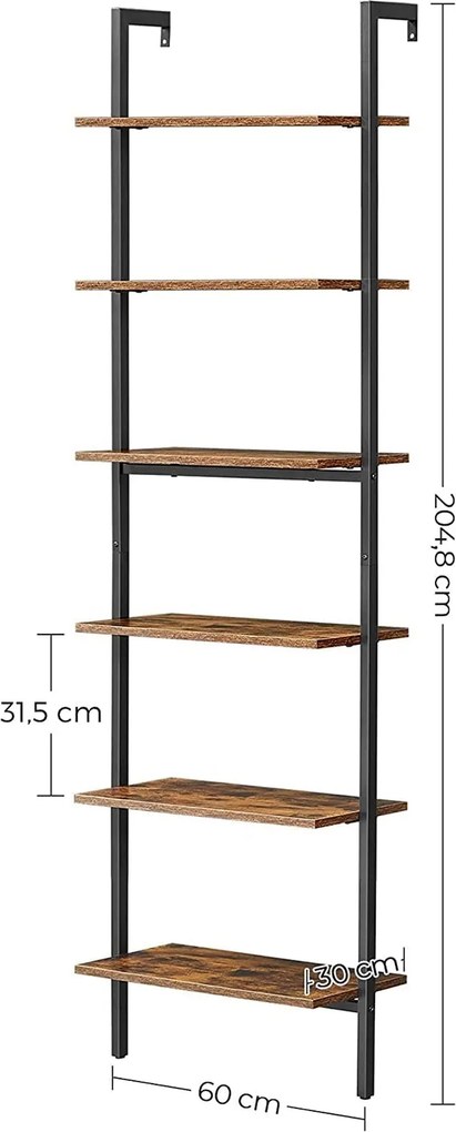 Žebříková police, 6patrová knihovna 60 x 204,8 x 30 cm