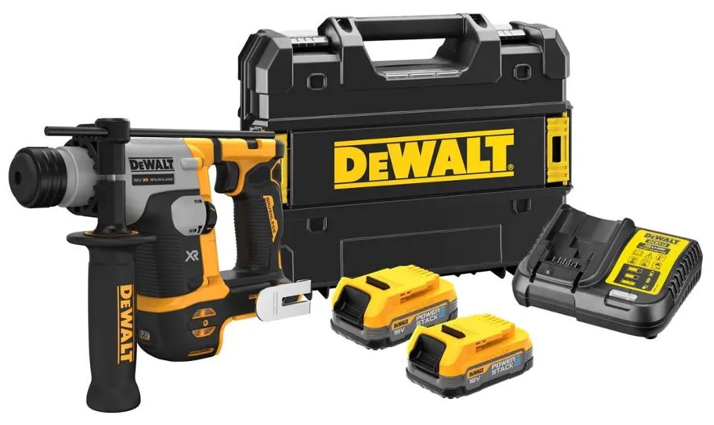 DeWALT - 18V AKU vrtací kladivo, 2x aku 1,7 Ah POWERSTACK, nabíječka DCH172E2T