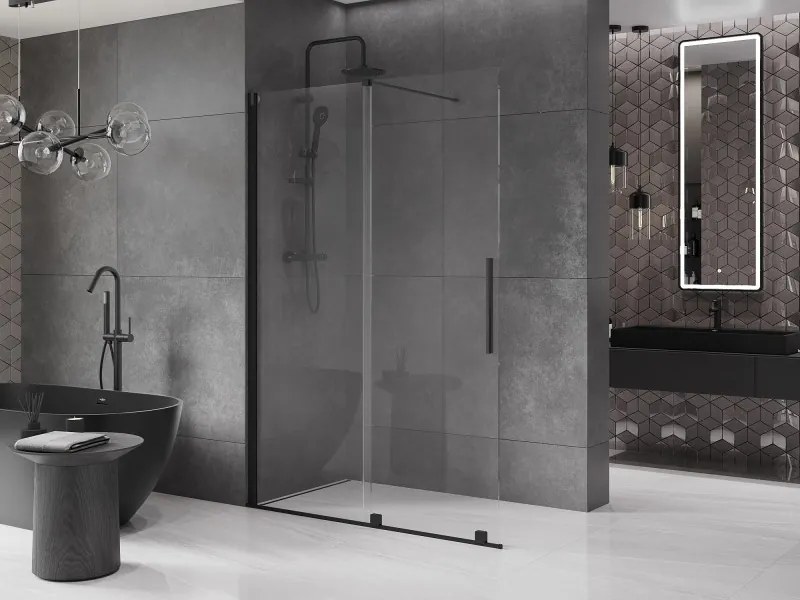 Mexen Velar posuvná sprchová stěna Walk-in 130 x 200 cm, transparentní 8 mm, černá - 871-130-000-03-70