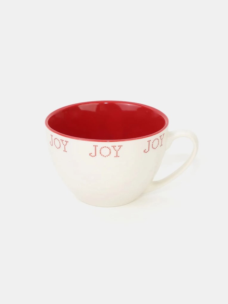 Sinsay - Keramický vánoční hrnek s nápisem „Joy“ - červená