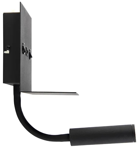 Moderní nástěnná lampa USB černá s flexibilním ramenem - Duppio