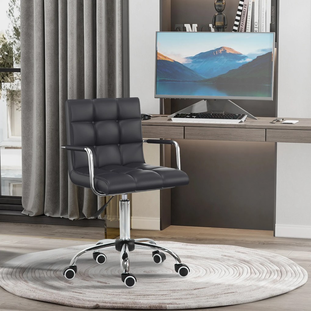 Ergonomická kancelářská židle HOMCOM výškově nastavitelná 46-61 cm s područkami, ideální pro kancelář a domácí kancelář