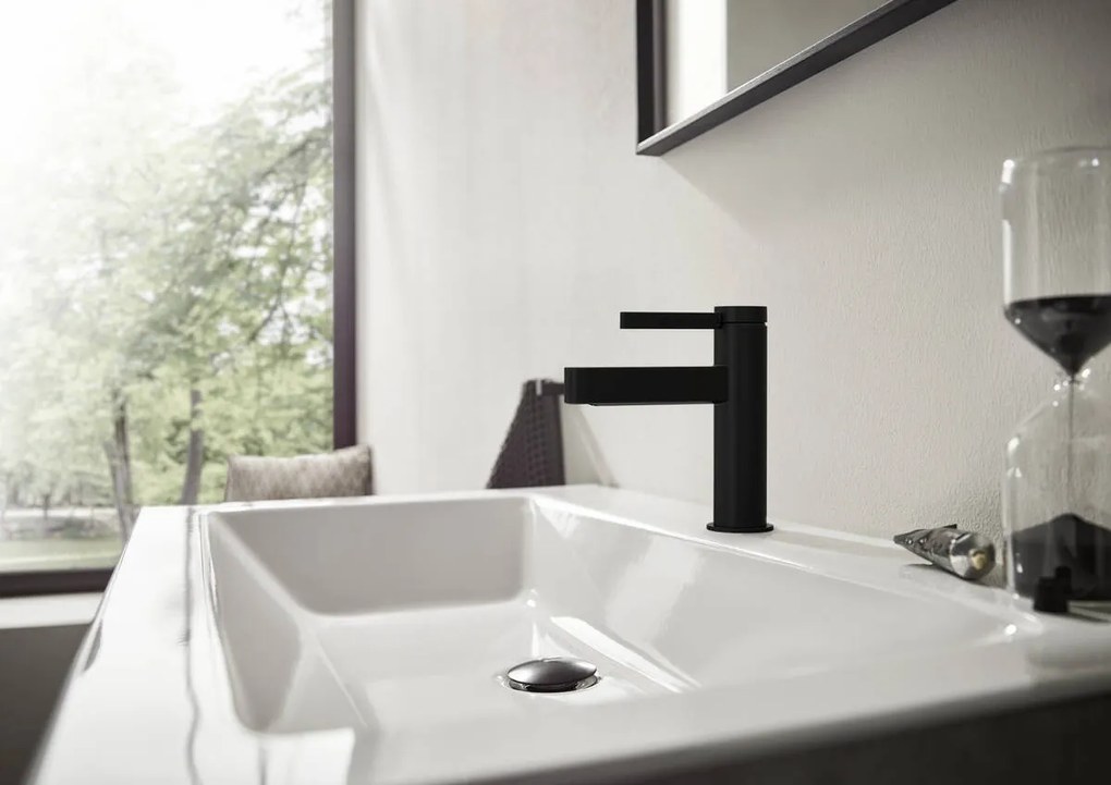 Hansgrohe Finoris, umyvadlová baterie 100, s výpustí Push-Open, EcoSmart, černá matná, 76010670