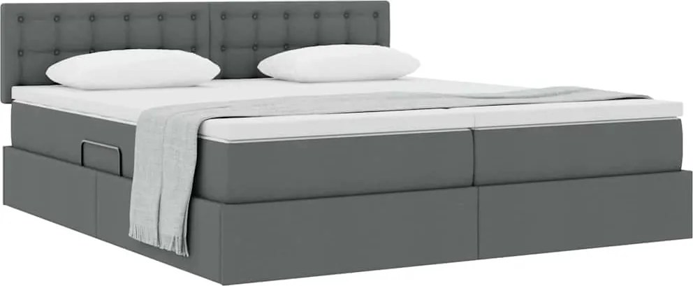 Postel s úložným prostorem Tmavě šedá 200 x 200 cm Umělá kůže 3370956