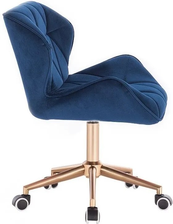 LuxuryForm DESIGN Otočná židle MILANO VELUR na zlaté podstavě s kolečky - modrá