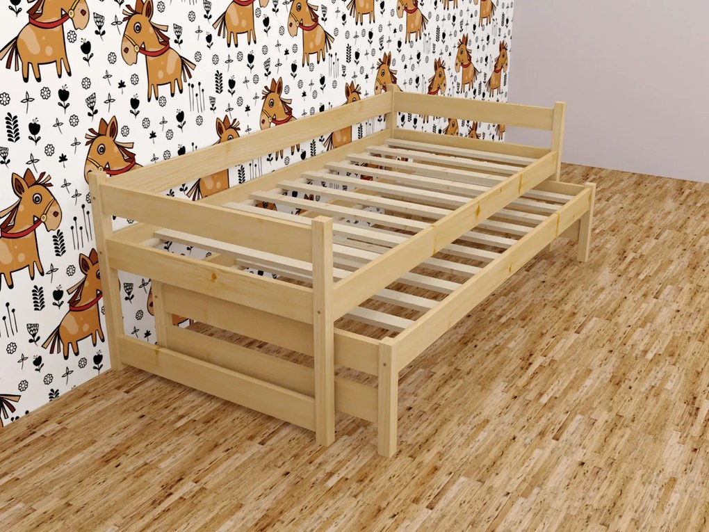 Vomaks Dětská postel s výsuvnou přistýlkou DPV 003 Rozměr: 80 x 200 cm, Barva: bezbarvý lak
