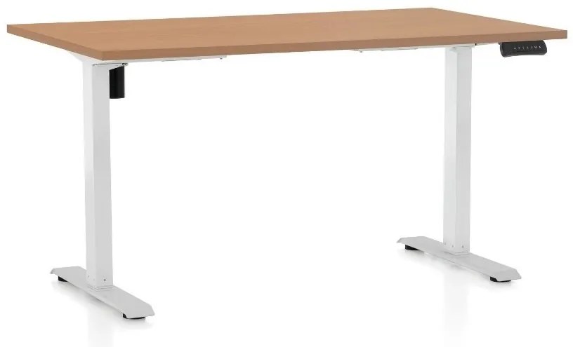 Výškově nastavitelný stůl OfficeTech B, 120 x 80 cm - bílá podnož Barva: Buk