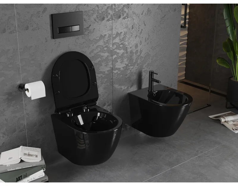 Mexen Lena Rimless závěsné WC se sedátkem s pomalým zavíráním, černá - 30224070