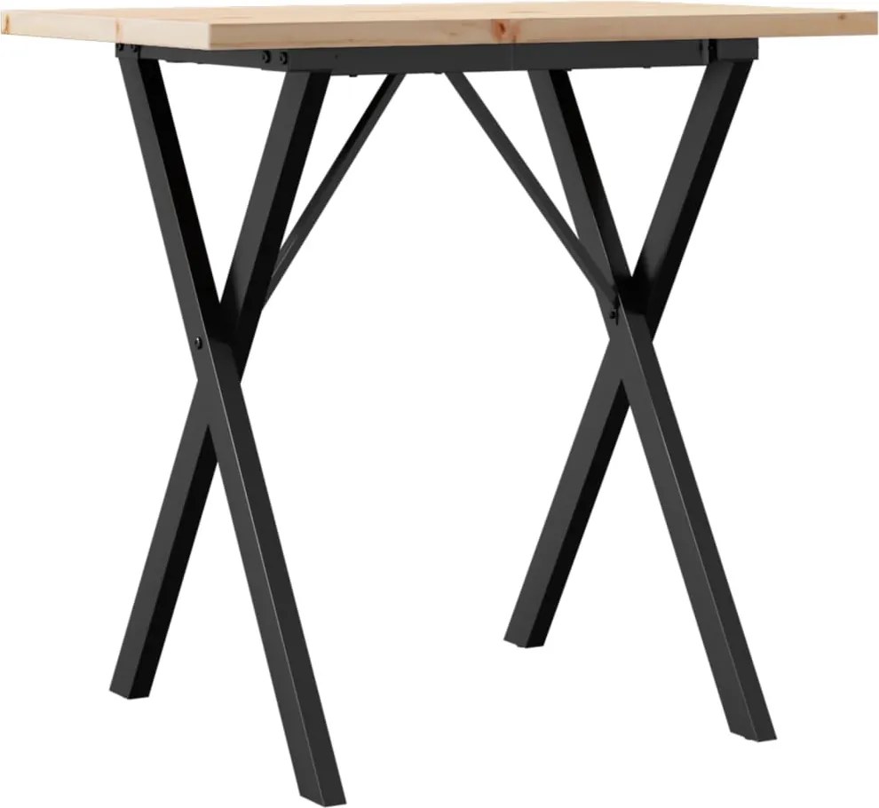 Jídelní stůl s X rámem 80 x 50 x 75,5 cm borové dřevo a ocel 3282760