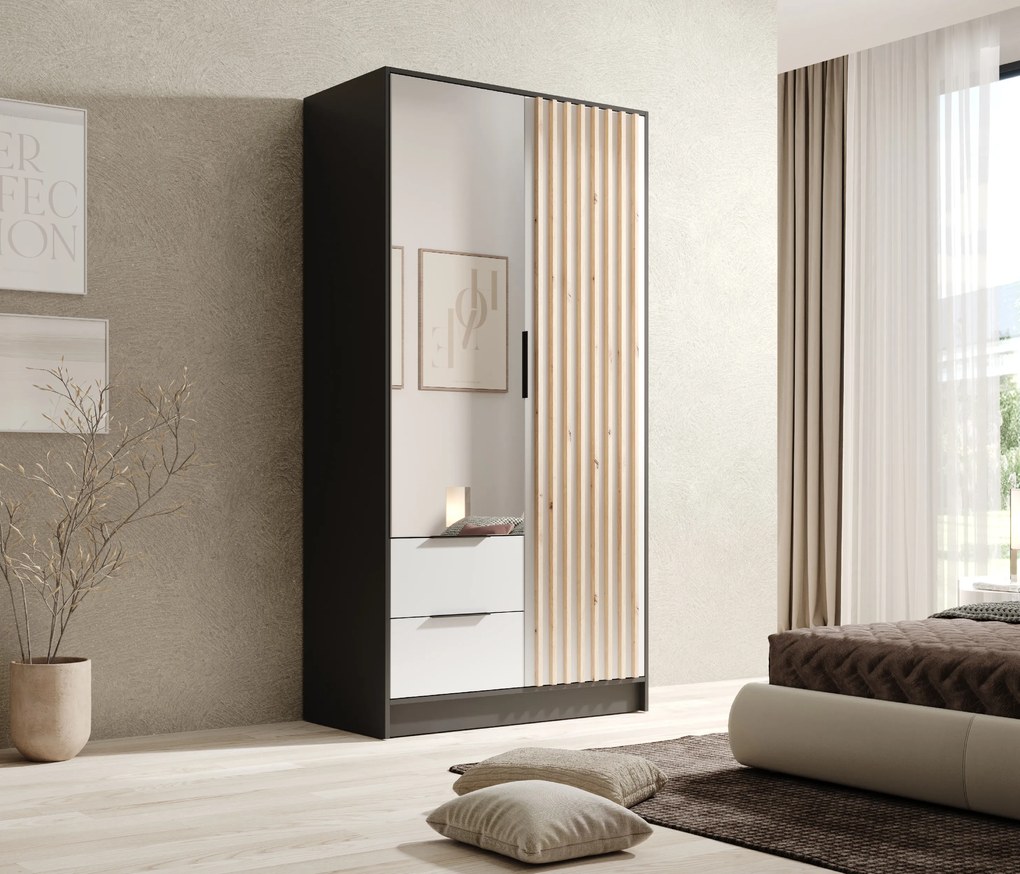 ADRK Furniture Skříň Neri 100 se zrcadly W-NER-100-BW