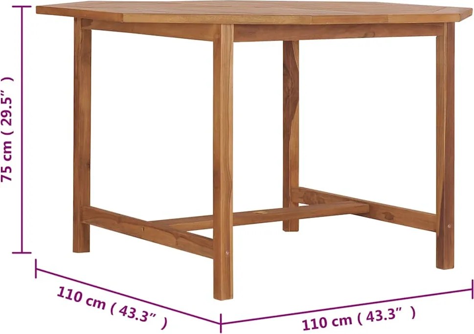 Zahradní jídelní stůl 110 x 110 x 75 cm masivní teak 318478