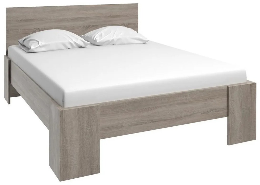 Manželská postel COLORADO L-2 + rošt + pěnová matrace DE LUX 14 cm, 180 x 200 cm, dub Truflový (šedý dub sonoma)