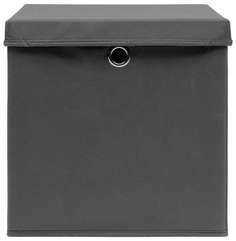 Úložné boxy s víky 4 ks 28 x 28 x 28 cm šedé - Default Title