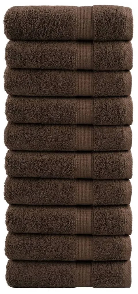 Prémiové ručníky do sprchy SOLUND 10 ks hnědé 70x140 cm 600 g/m² 137238