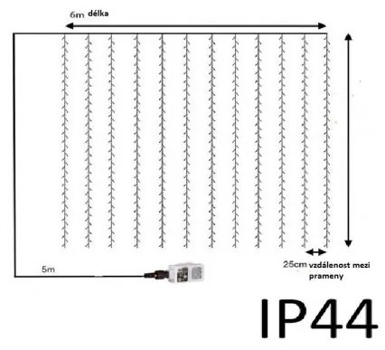 VOLTRONIC 68200 Vánoční světelný závěs - 3x3 m, 300 LED, teple/studeně bílý