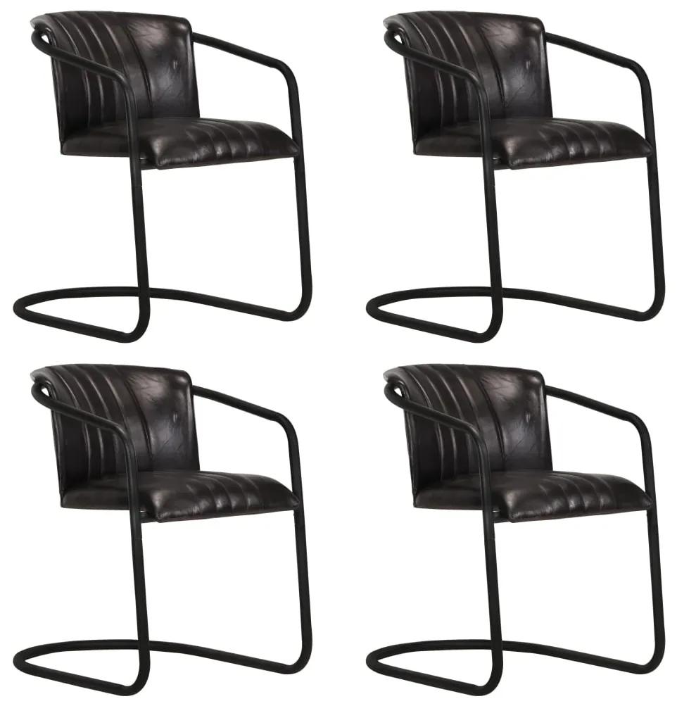 3051384 vidaXL Jídelní židle 4 ks černé pravá kůže