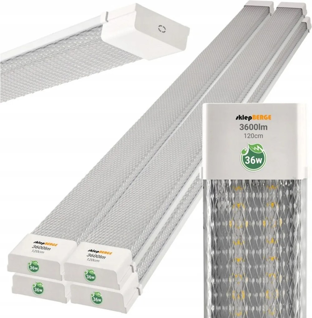 4x LED svítidlo pro přisazenou montáž 36W 120cm 4000k