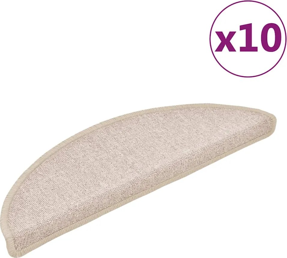 Schodové rohože 10 ks 56 x 17 x 3 cm béžové, půlkulaté 149747