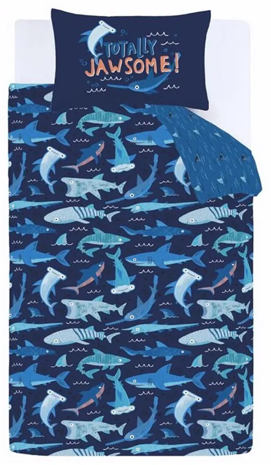 Modré dětské povlečení na jednolůžko 135x200 cm Jawsome Shark – Catherine Lansfield