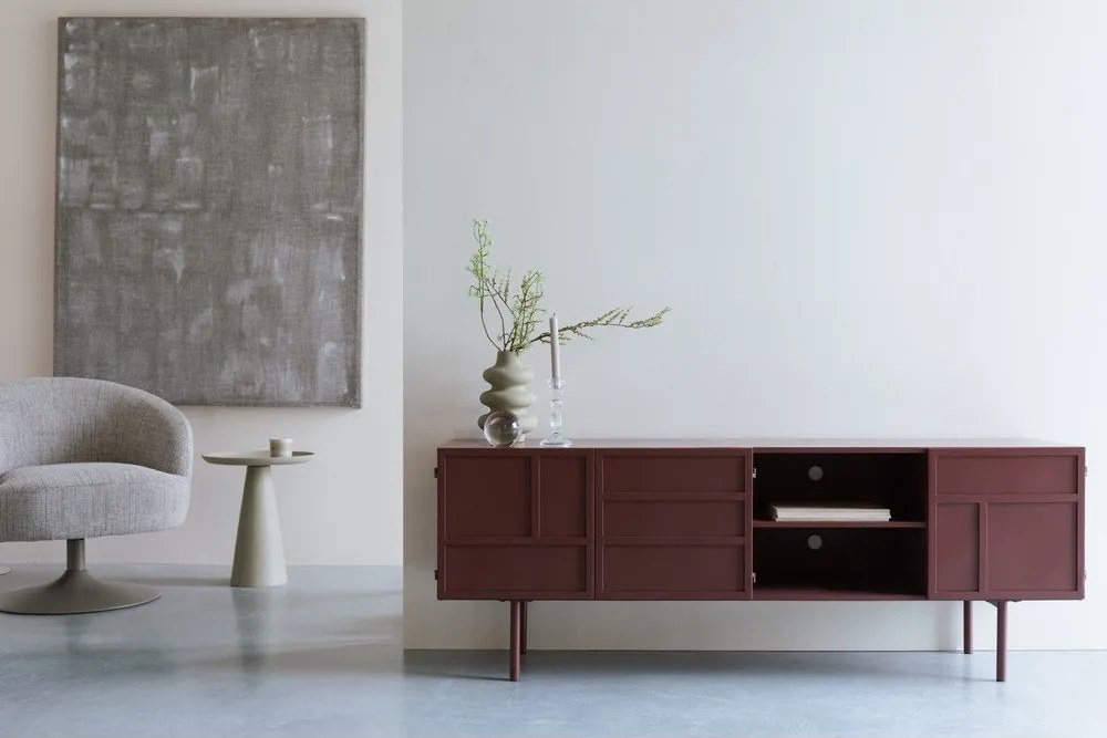 Červený kovový TV stolek 160x58x36 cm Davis – White Label